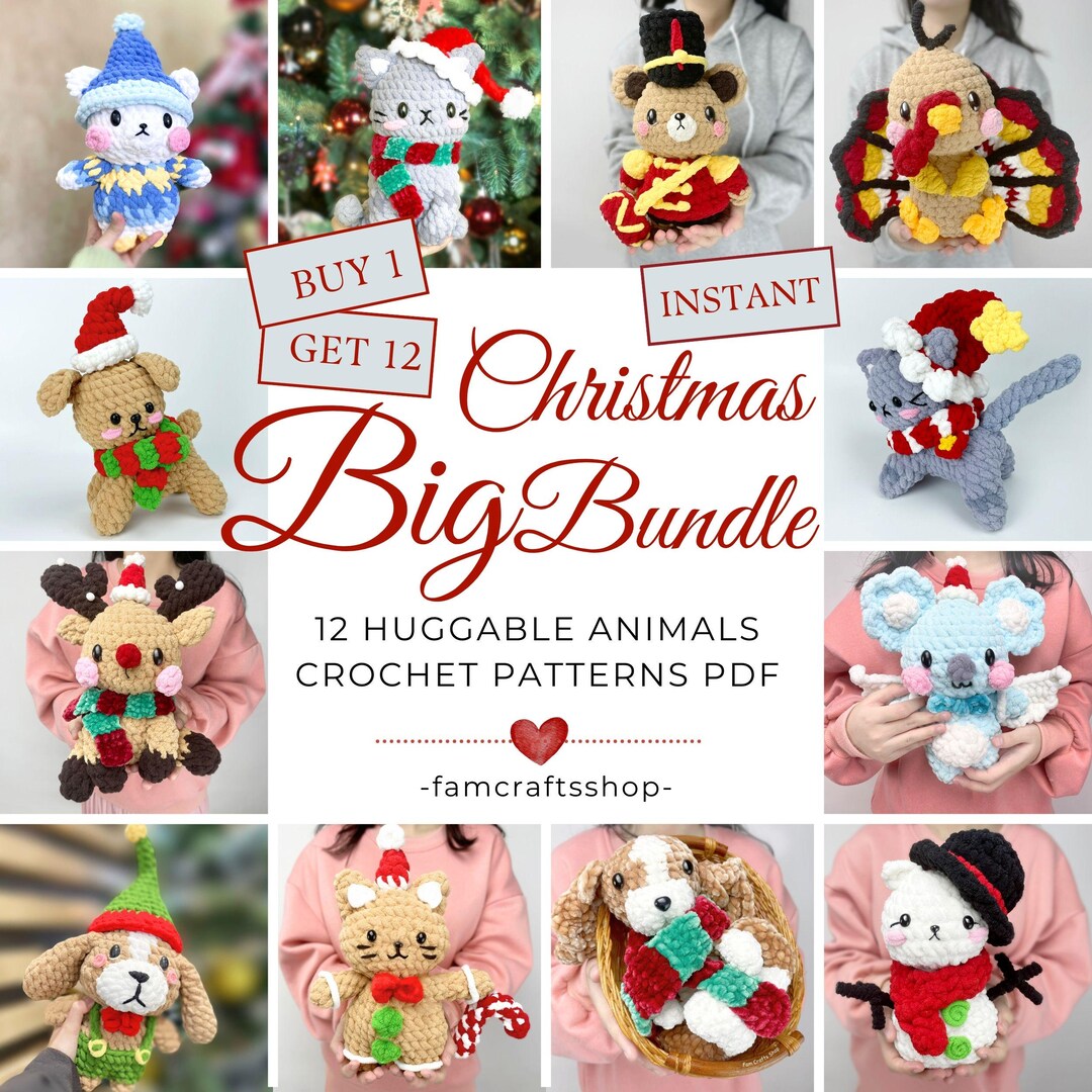 Christmas Amigurumi Crochet Pattern Bundle – 12 Holiday Plush DIY (PDF ...