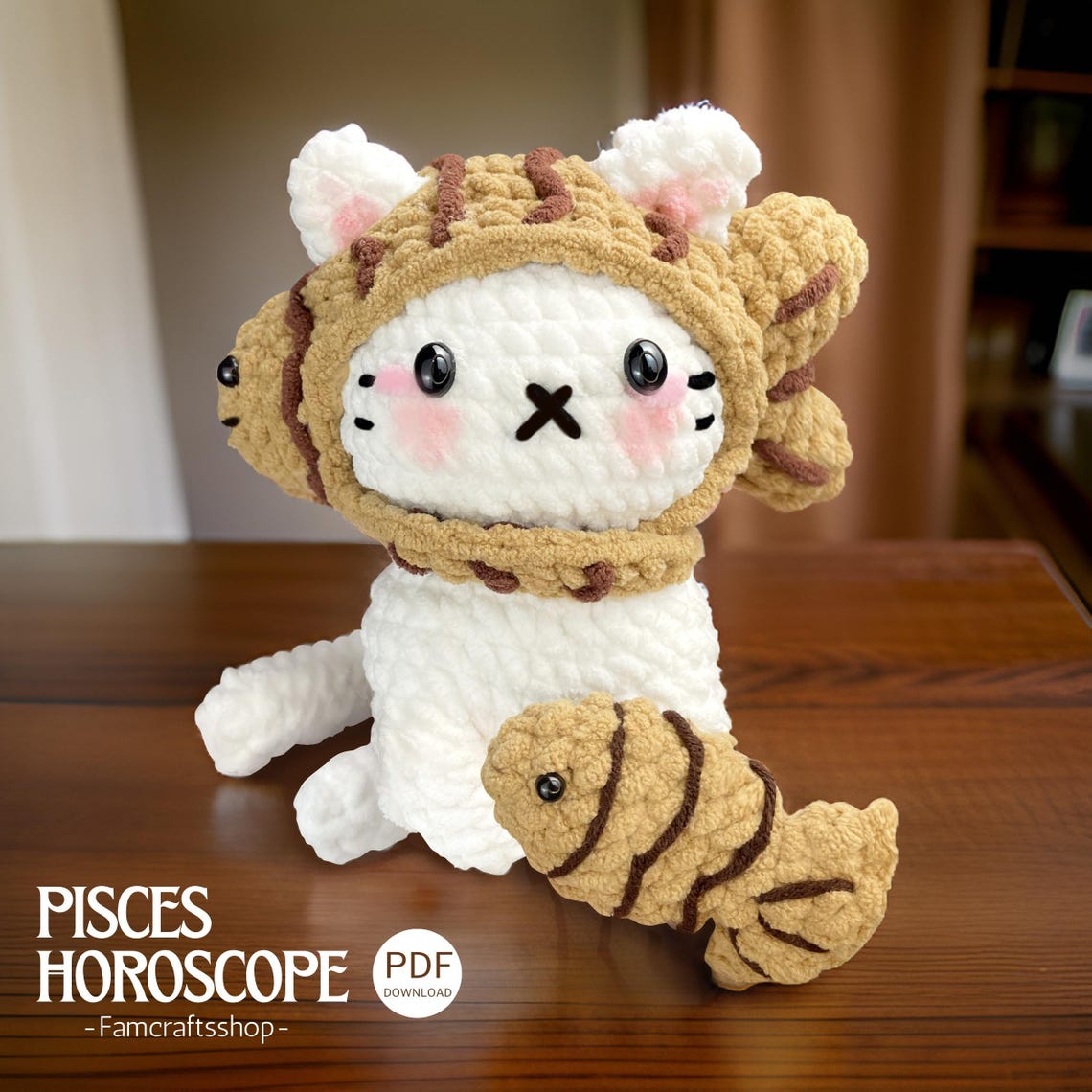 Pisces Cat Horoscope Crochet Pattern - Zodiac Amigurumi Tutorial, Plush ...