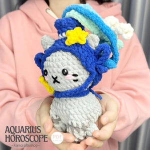 Aquarius Cat Horoscope Crochet Pattern - Zodiac Amigurumi Tutorial ...