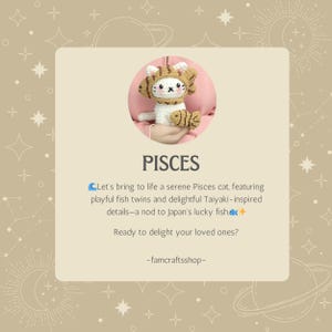 Pisces Cat Horoscope Crochet Pattern - Zodiac Amigurumi Tutorial, Plush ...