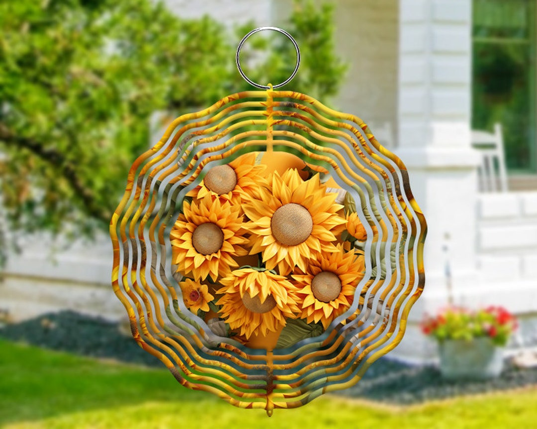 3D Sunflowers Wind Spinner PNG File Hanging Wind Spinners for - Etsy