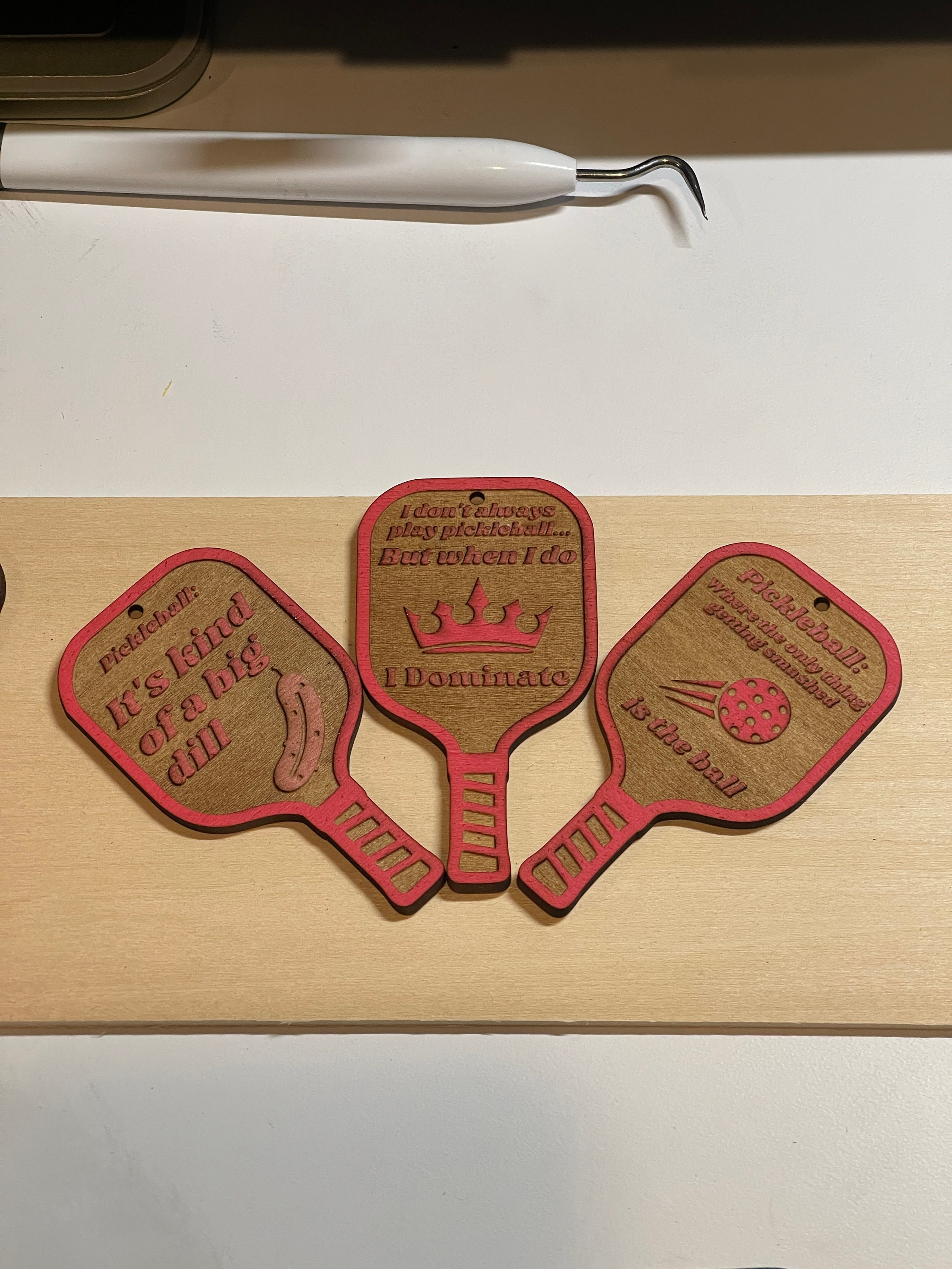 Handcrafted Pickleball Paddle Fridge Magnets - Set of 6 (pink) - Etsy