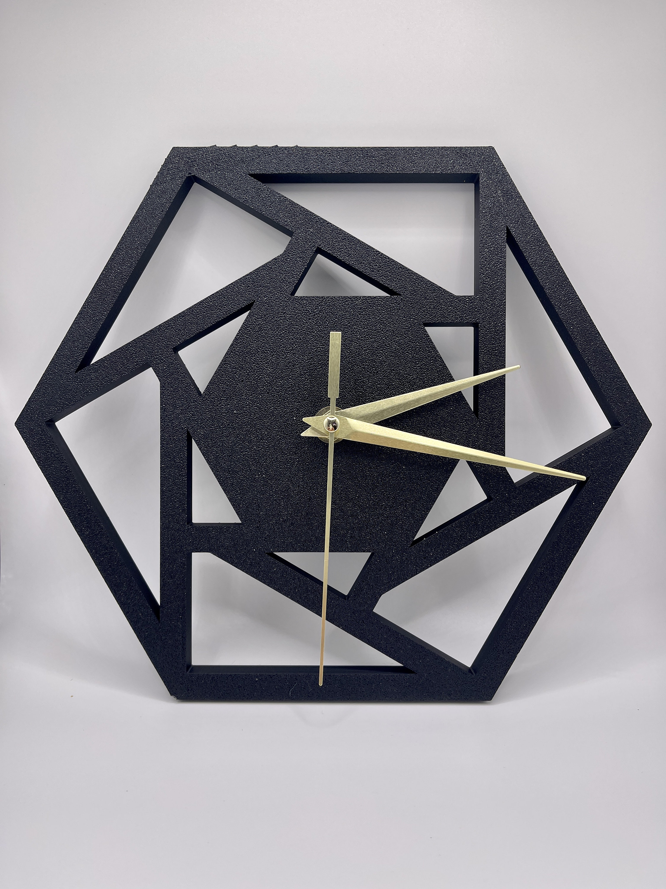 Modern Geometric Wall Clock – 3D Printed Hexagonal Art Piece – Unique ...