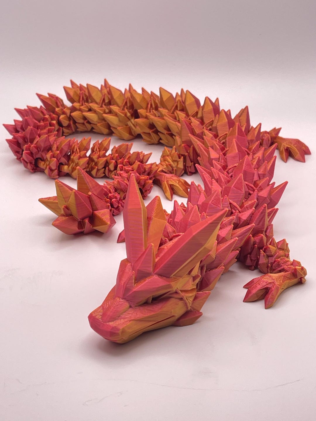 Red & Gold Articulated Crystal Dragon - 3D Printed Fantasy Creature - Etsy