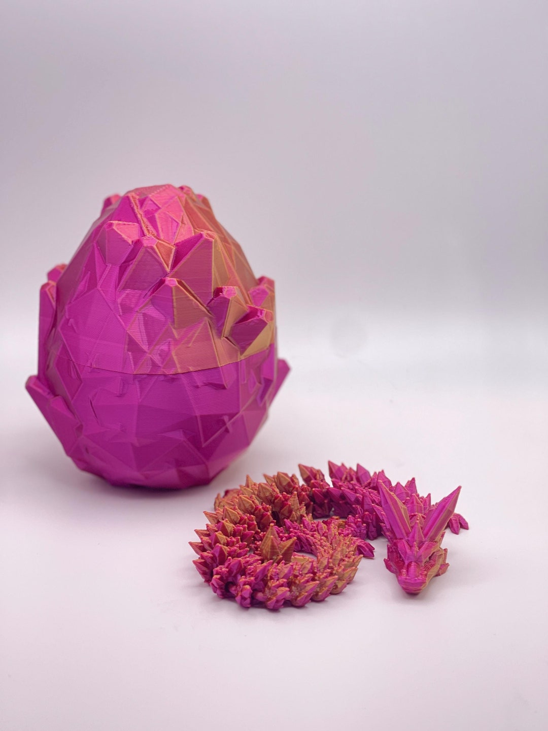 3D Printed Dragon and Egg: Shiny Purple/gold - Etsy