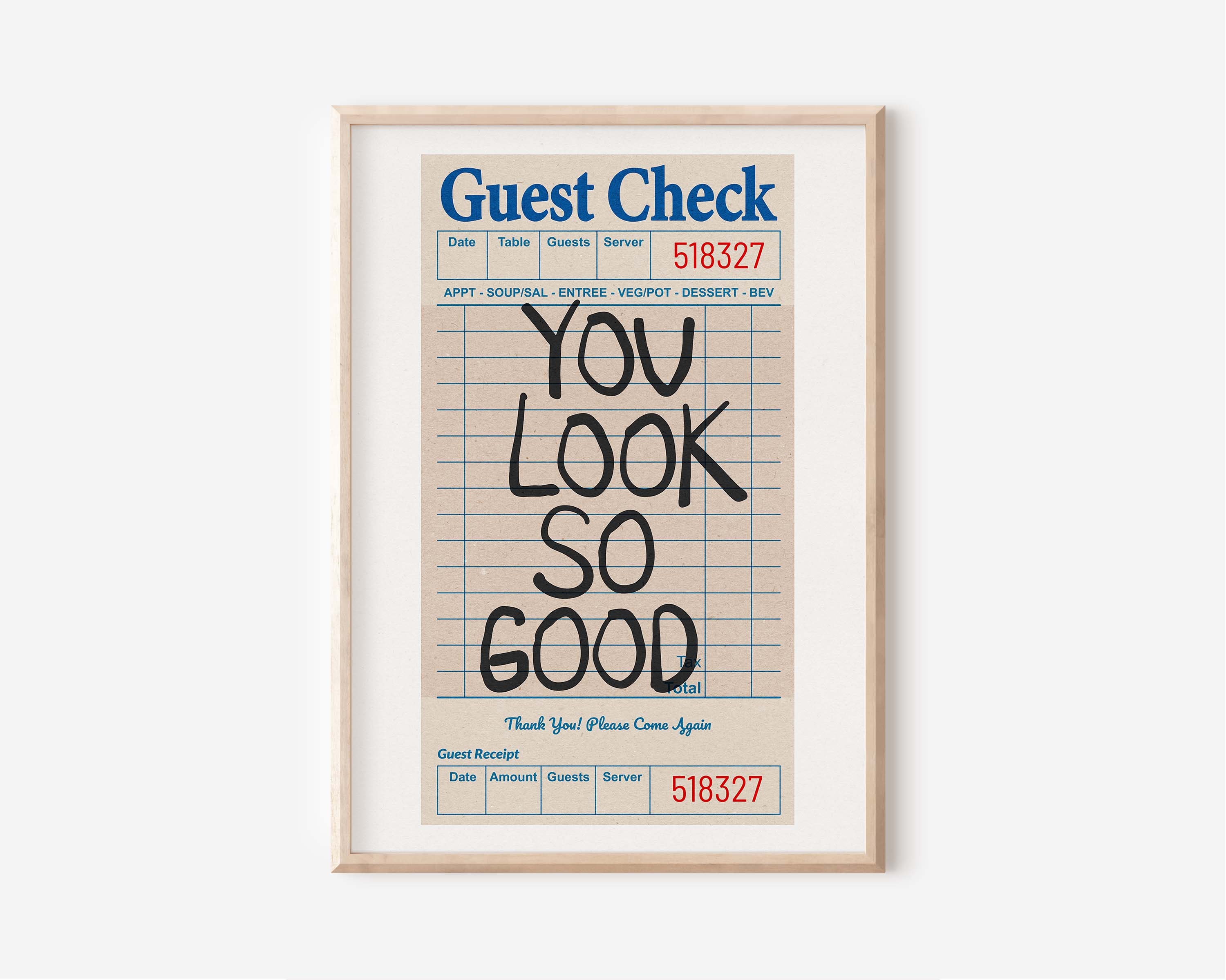 Printable Guest Check Poster, Funky Apartment Wall Art, You Look so ...