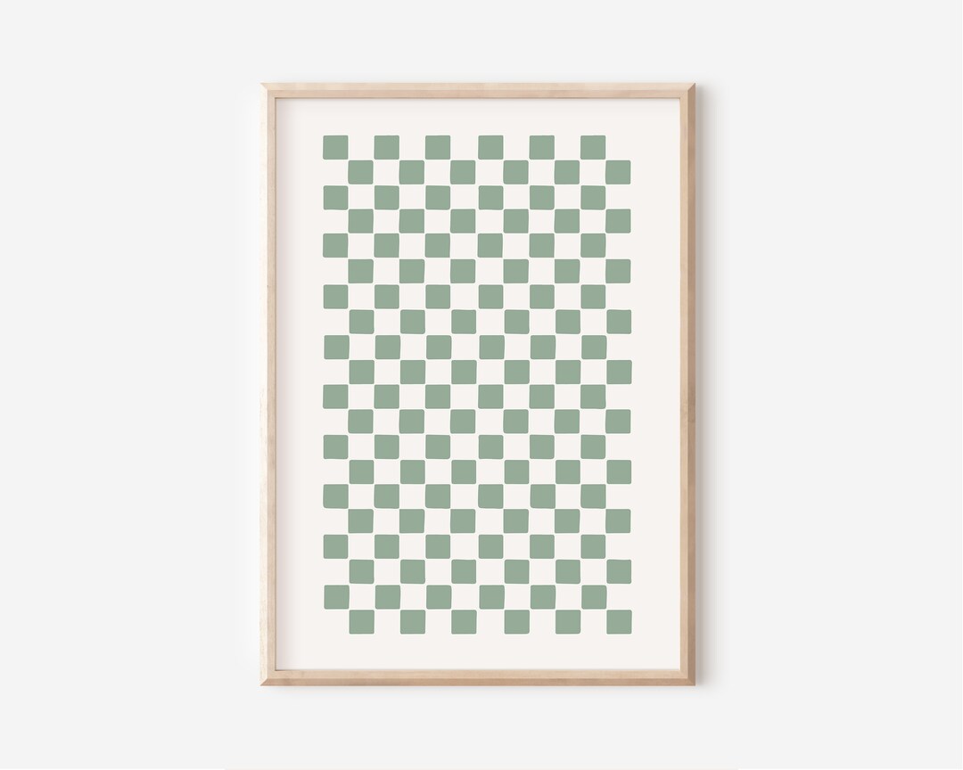 Sage Green Checkered Printable Poster | Trendy Groovy Apartment Room ...