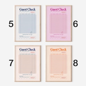 Blank Guest Check Printable Poster With Color Options, Choose Giant ...