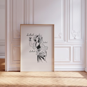 Trendy Retro Preppy Cool Poster, Bar Cart Wall Art, Salud Print ...
