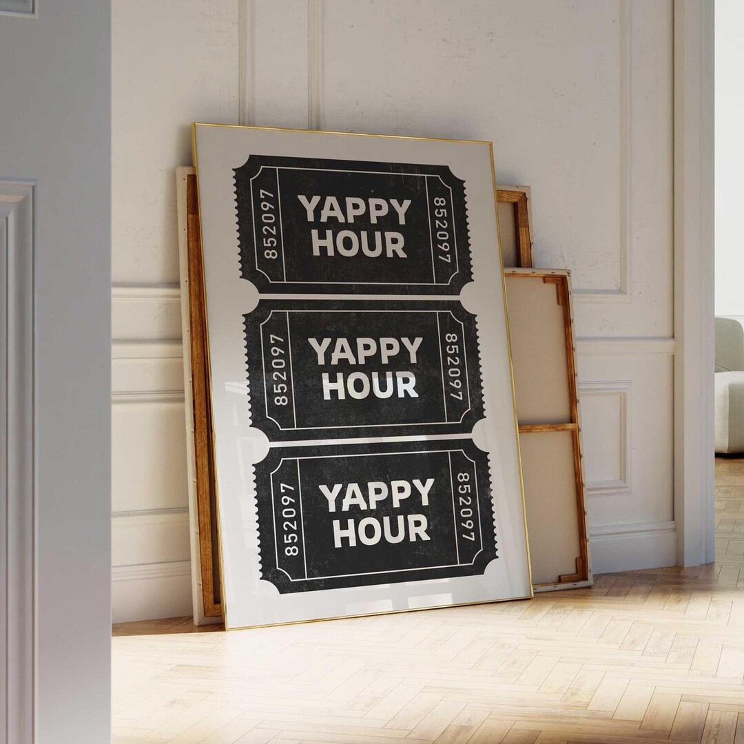 Preppy Yappy Hour Black Ticket Poster, Retro Cool Digital Poster Print ...