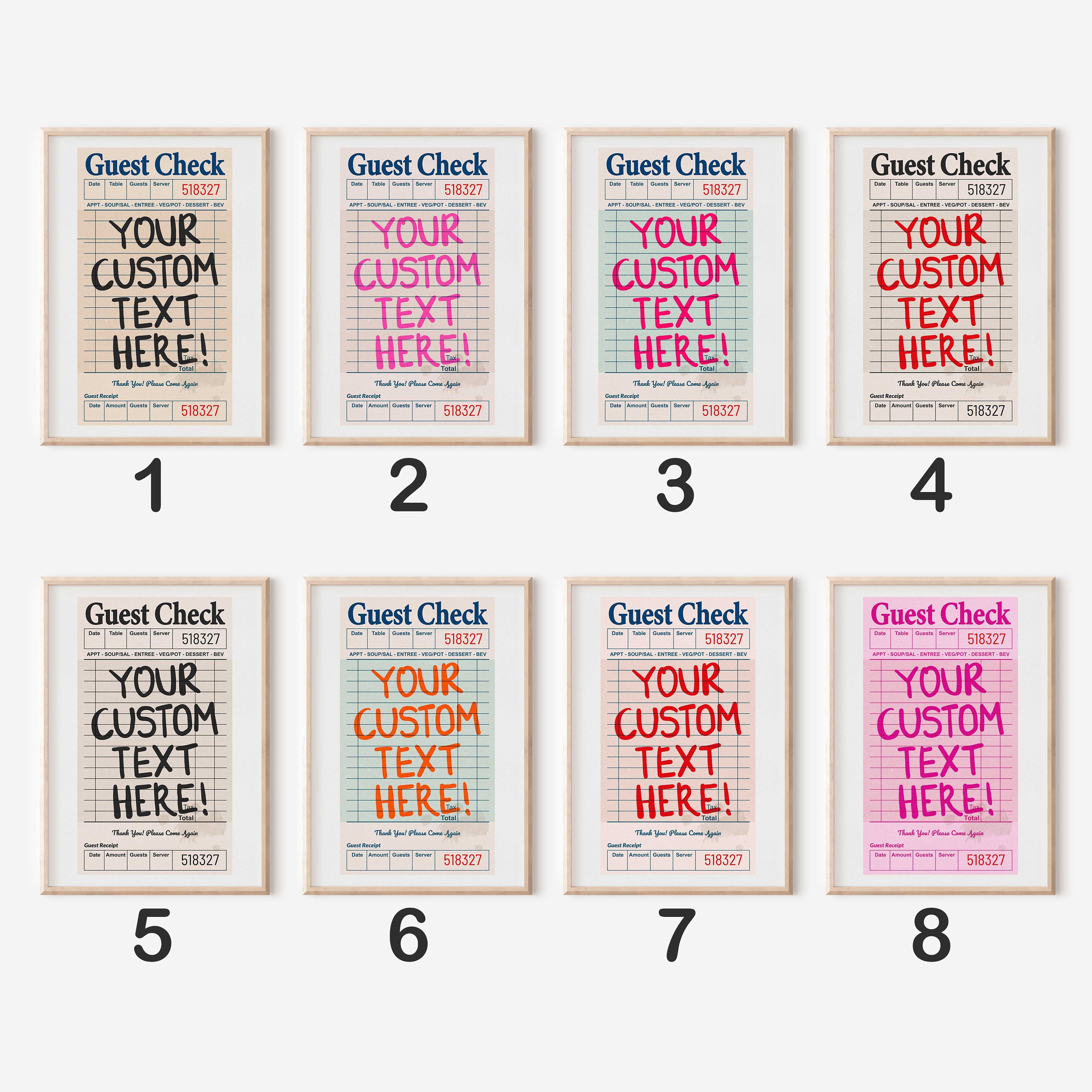 Customize Guest Check Poster Aesthetic Typographic Preppy - Etsy