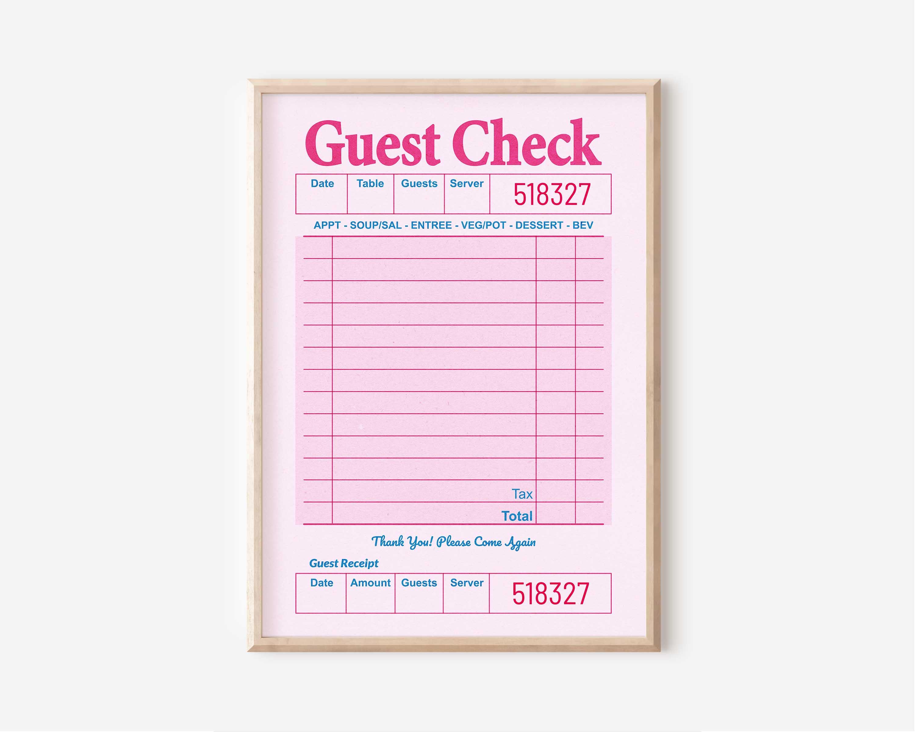 Blank Pink Guest Check Poster, Housewarming Party Guest Book ...