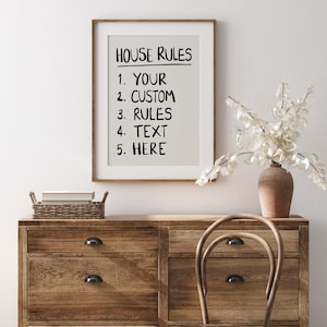 Customize House Rules Text Poster | Printable House Rules Design ...