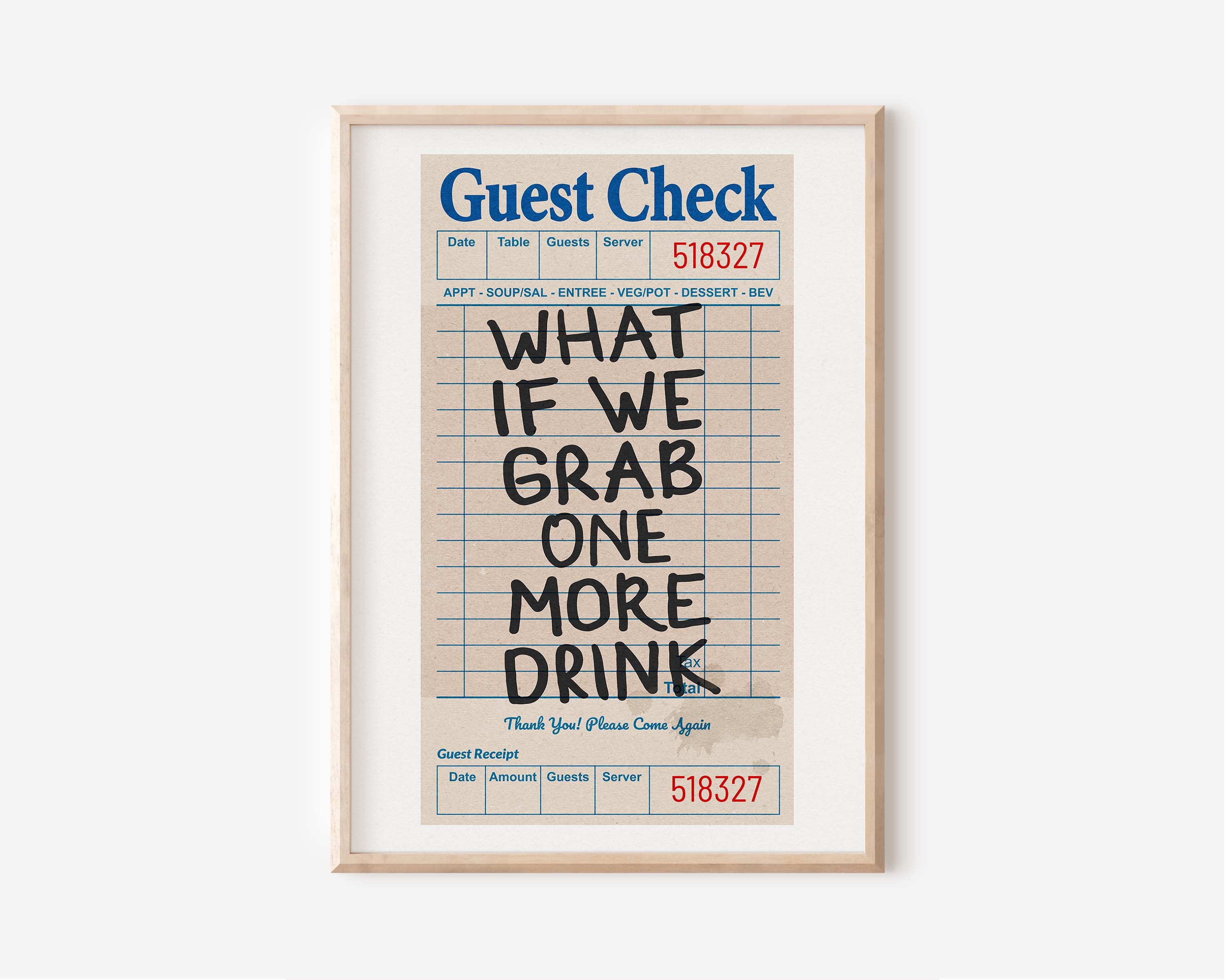 Printable Guest Check Poster What If We Grab One More Drink - Etsy