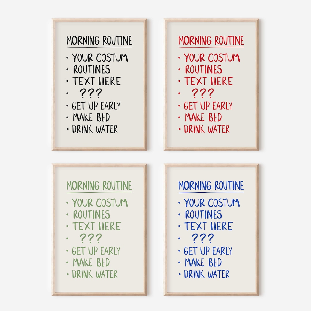 Customizable Morning Routine Poster Custom Daily Routine Print ...