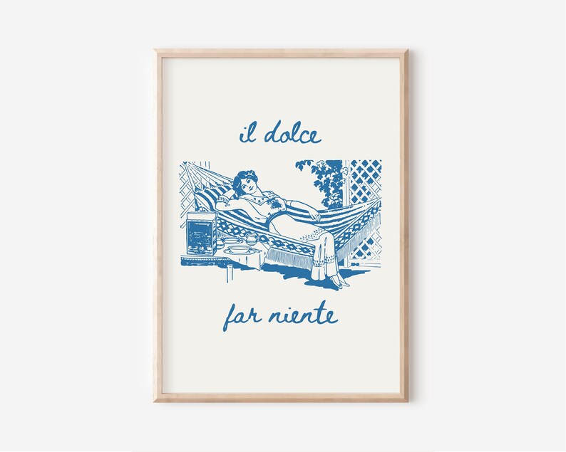 Il Dolce Far Niente Poster Printable Retro Blue Poster - Etsy
