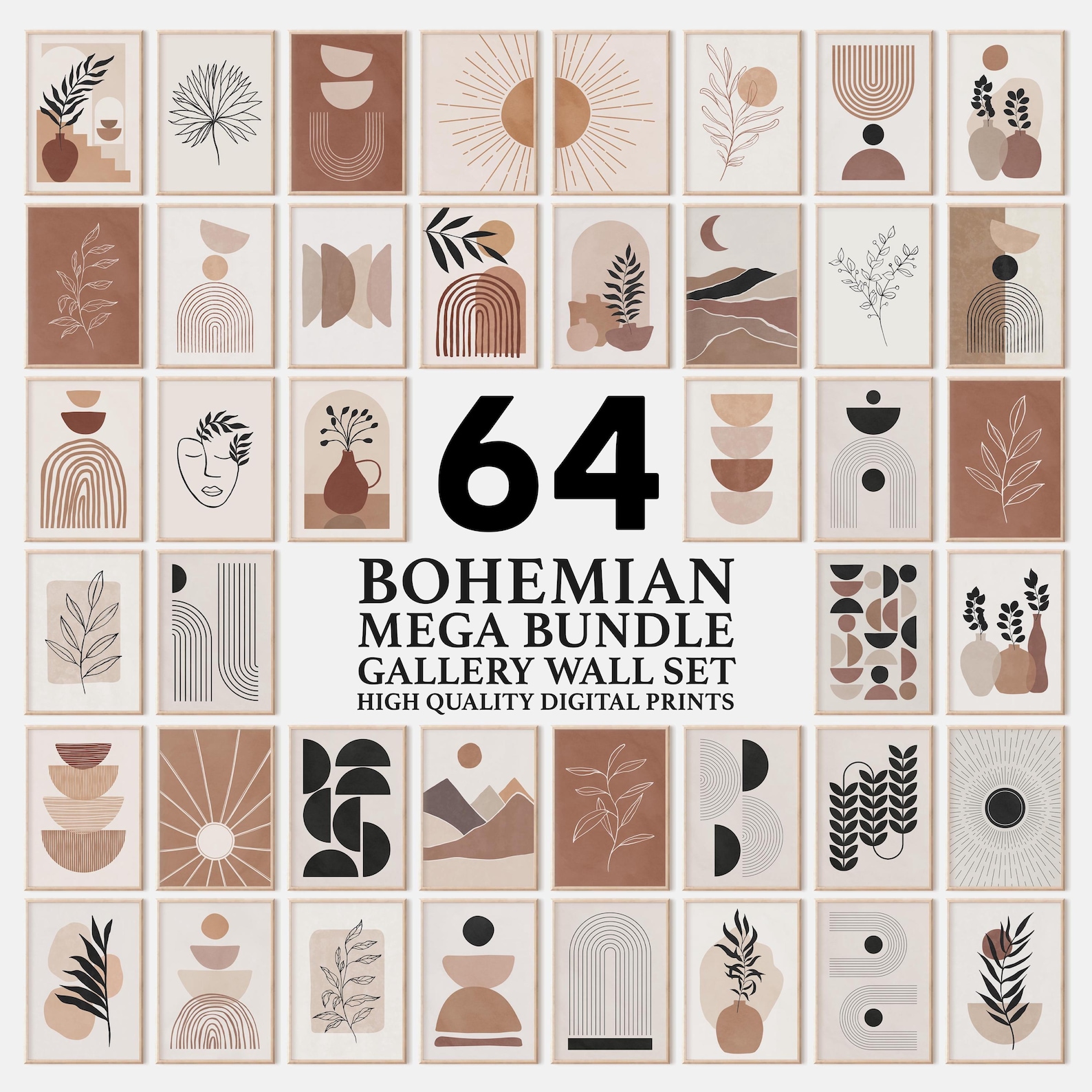 Boho Gallery Wall Mega Bundle Art Prints; 64 Bohemian and 36 Modern ...