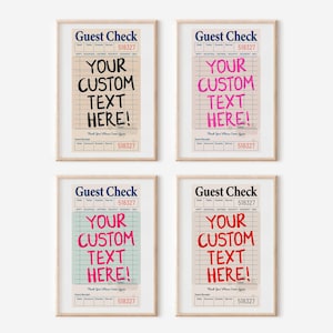 Customize Guest Check Poster, Aesthetic Typographic Preppy Prints ...