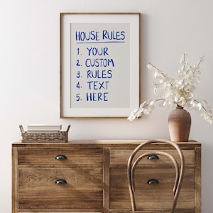 Your Custom Home Rules Text Here | Customizable Handwritten Blue Print ...