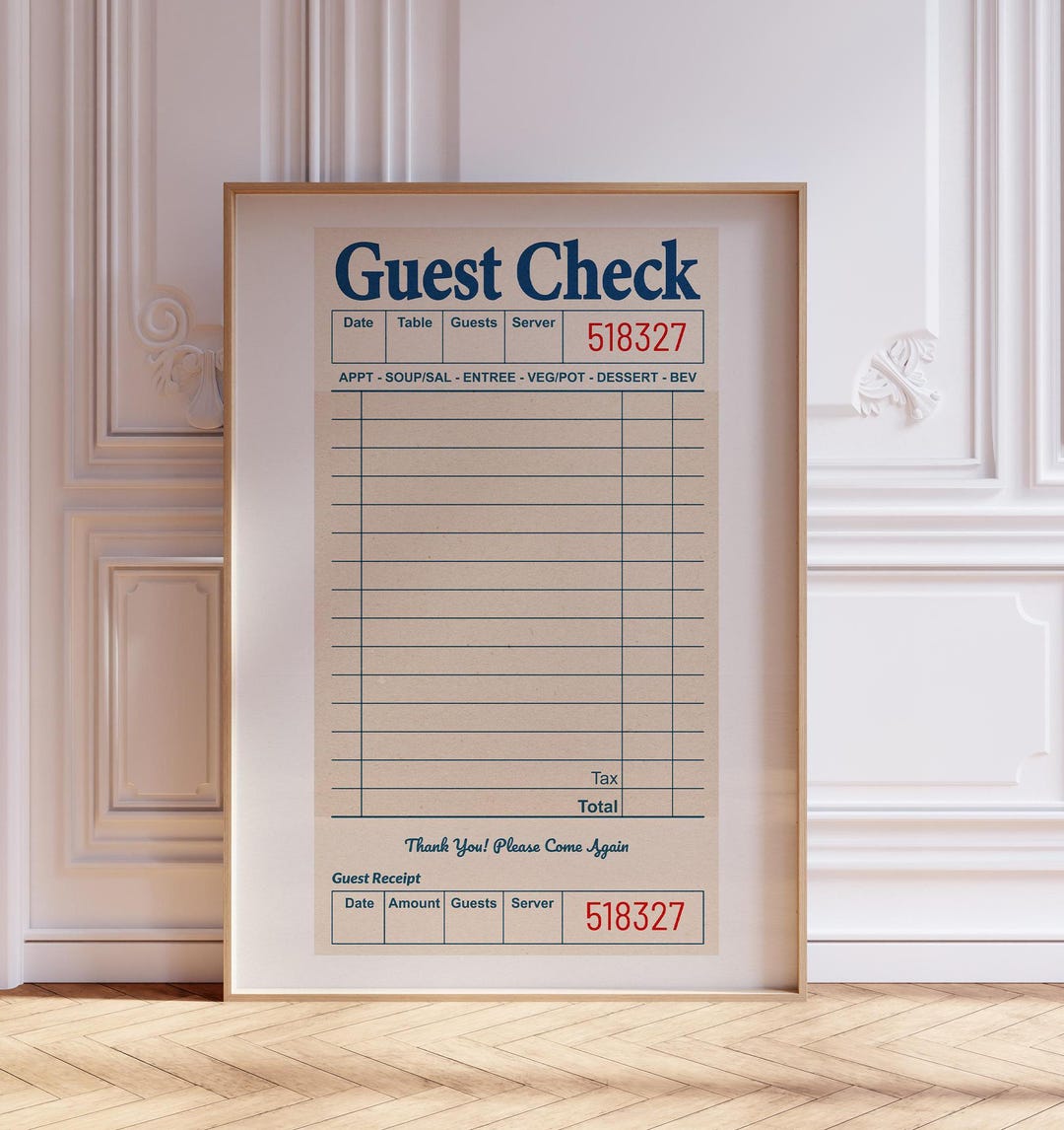 Giant Blank Guest Check Poster, Large Size Preppy Wall Decor, Trendy Retro Apartment Wall Art ...