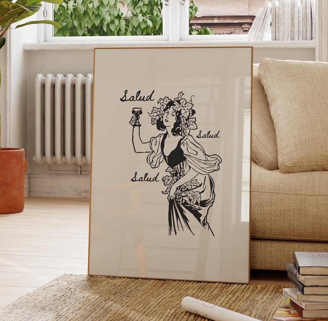 Trendy Retro Preppy Cool Poster, Bar Cart Wall Art, Salud Print ...