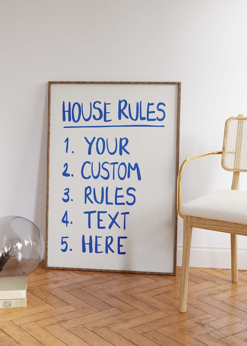 Your Custom Home Rules Text Here | Customizable Handwritten Blue Print ...