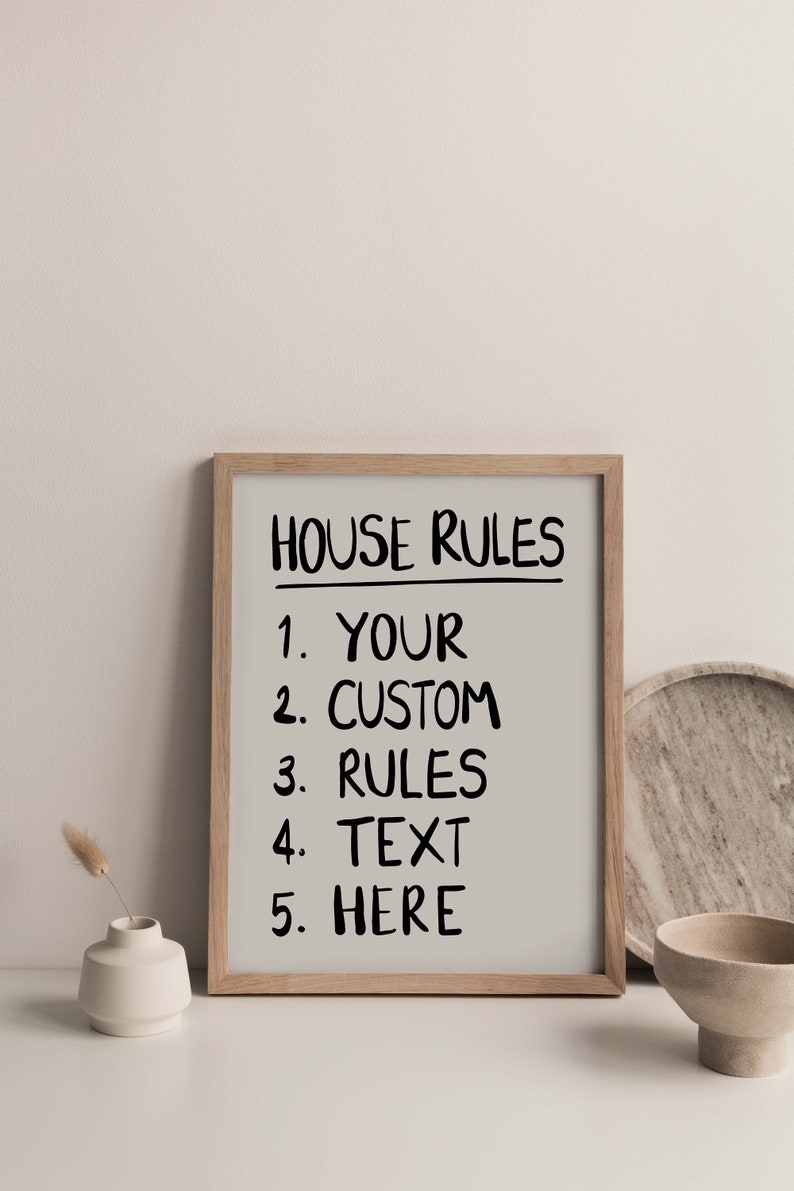 Customize House Rules Text Poster | Printable House Rules Design ...