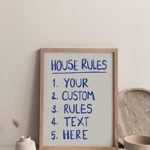 Your Custom Home Rules Text Here | Customizable Handwritten Blue Print ...