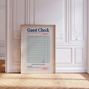 Blank Guest Check Printable Poster With Color Options, Choose Giant ...