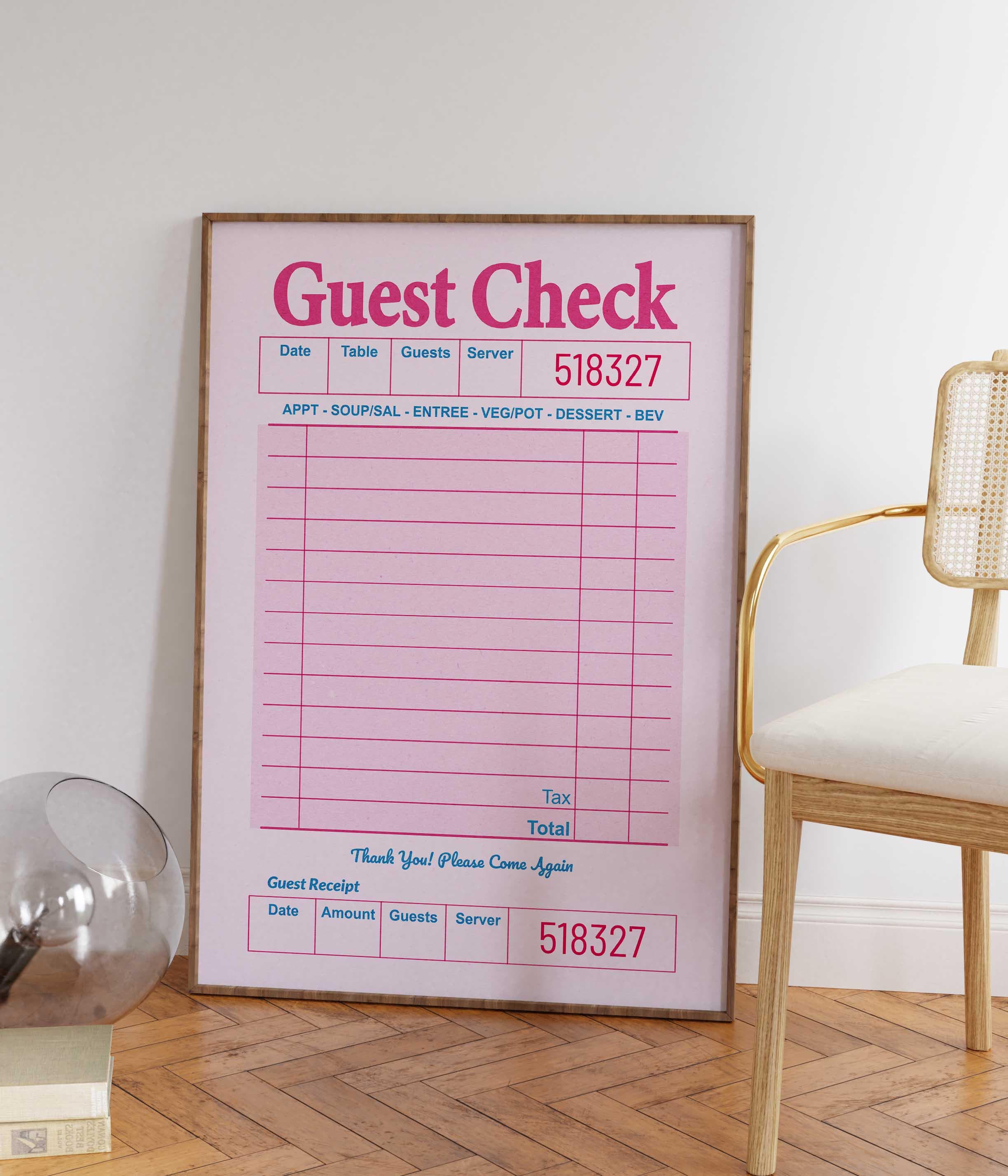 Blank Pink Guest Check Poster, Housewarming Party Guest Book ...