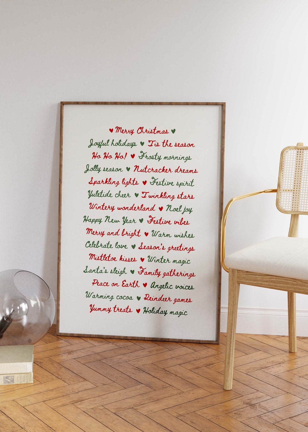 Merry Christmas Poster, Christmas Wishes Wall Art, Holiday and Xmas ...