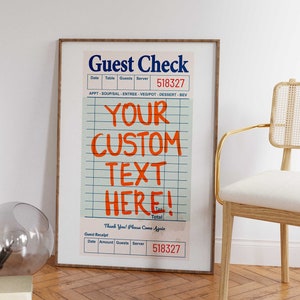 Customize Guest Check Poster, Aesthetic Typographic Preppy Prints ...
