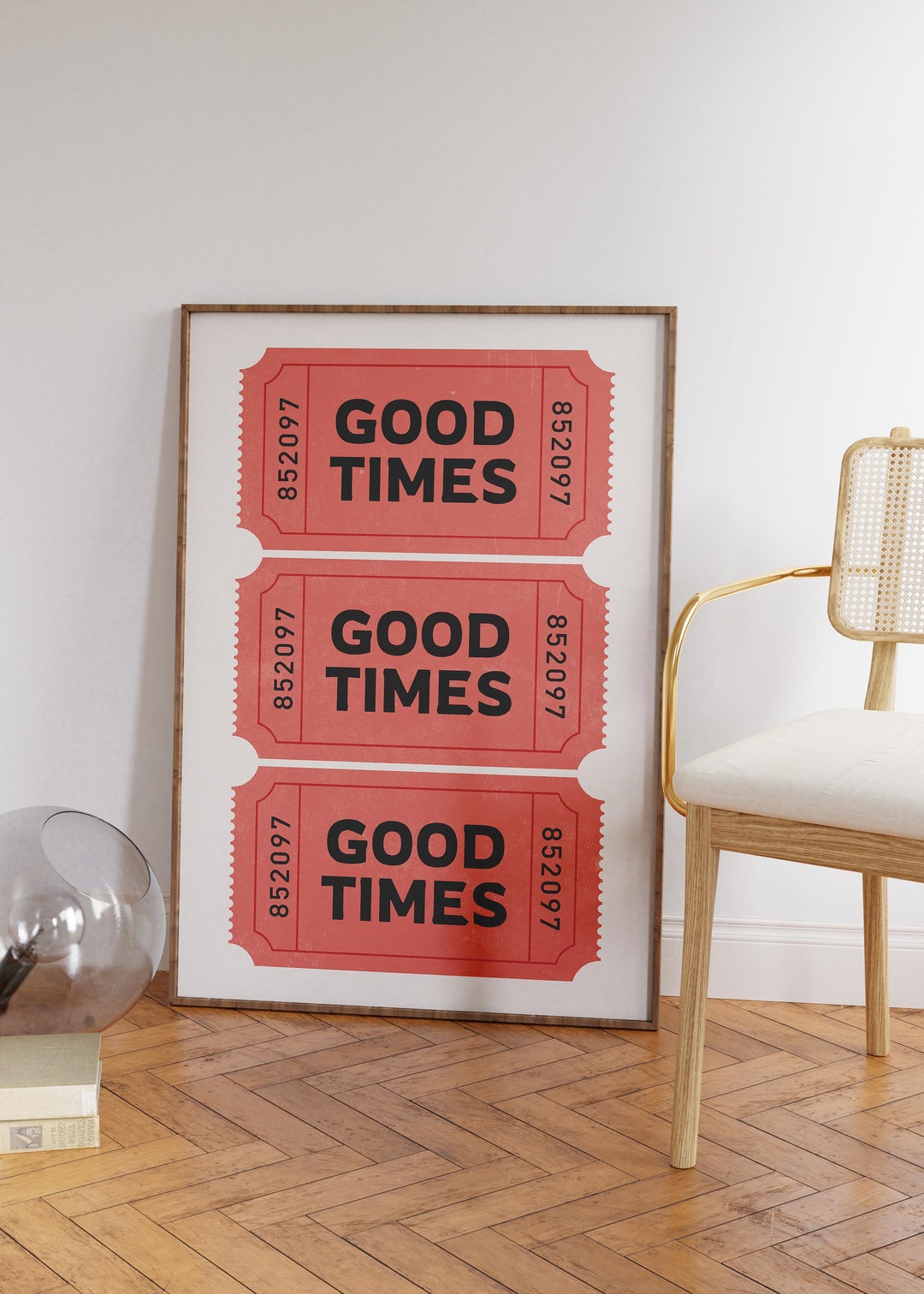 Retro Good Times Red Ticket Poster Trendy Apartment Room Decor Funky ...