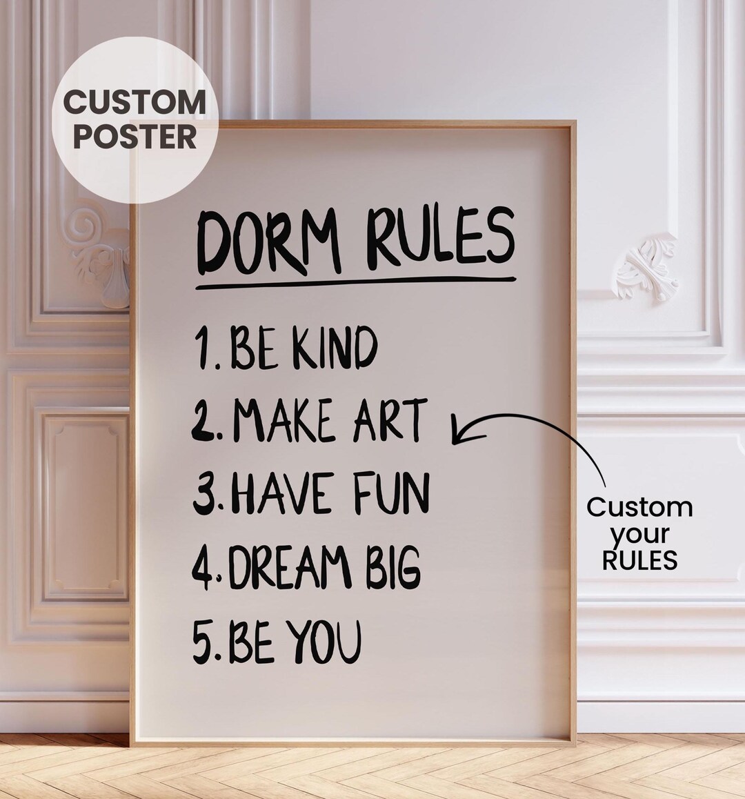 Custom Dorm Rules Poster, Personalized Quote Print for College Room ...
