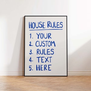 Your Custom Home Rules Text Here | Customizable Handwritten Blue Print ...