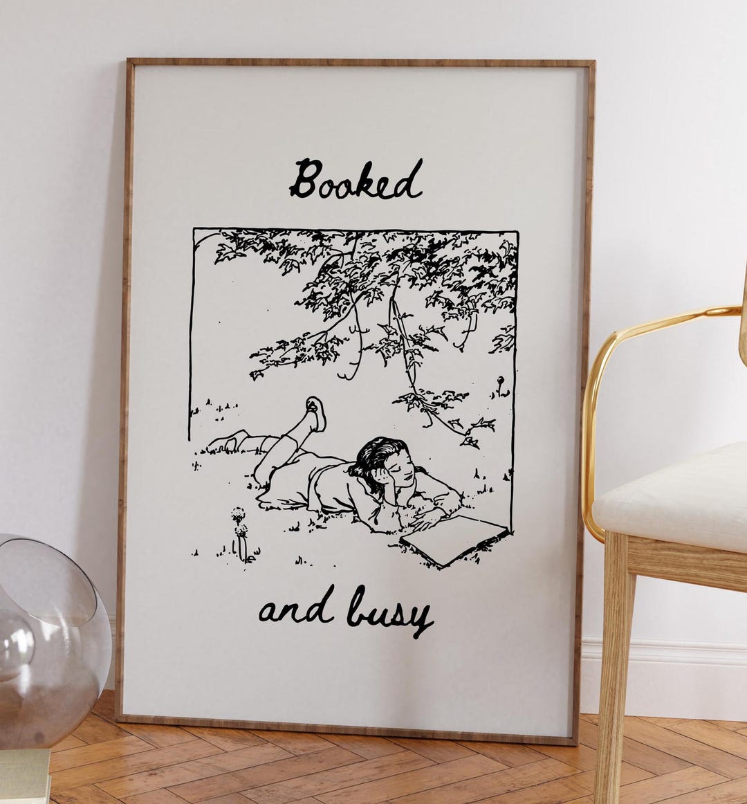 Booked and Busy Poster, Book Lovers Home Decor, Reading Girl Prints ...