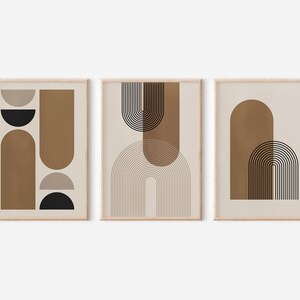 Neutral Mid Century Modern Art Poster Set of Three Living Room Poster ...
