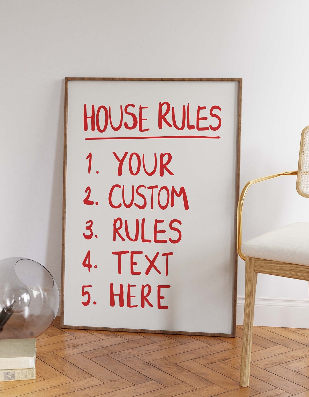 Create Your Own Text Custom House Rules Poster With Red Written ...