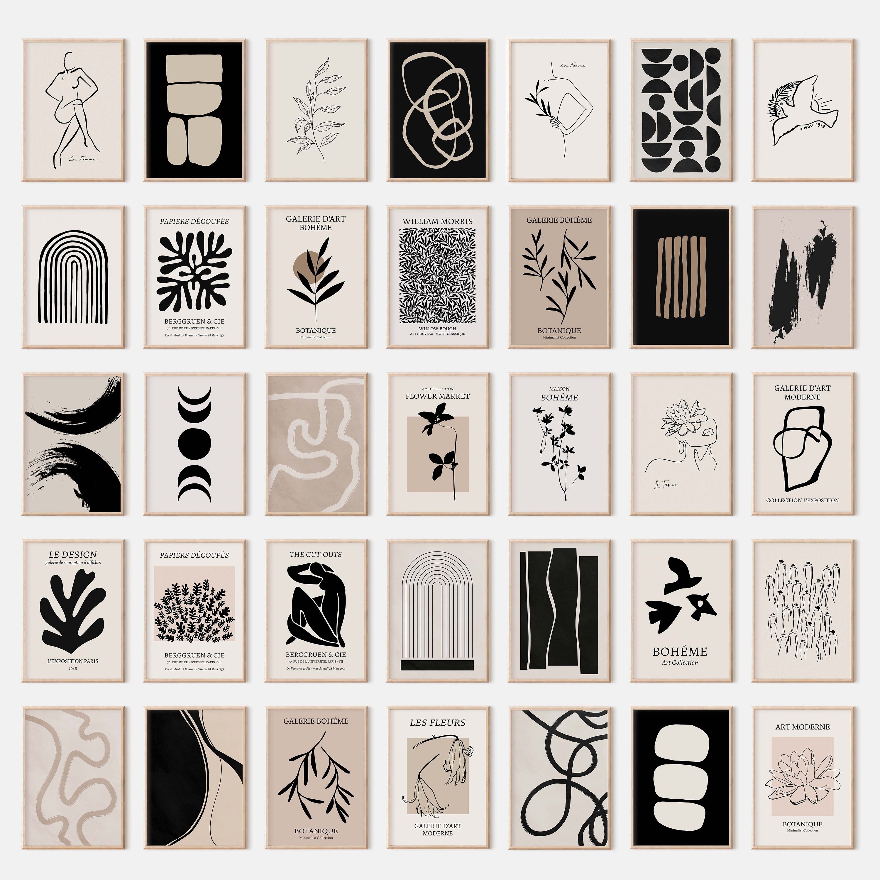 Modern Boho Mega Bundle Gallery Wall Set | 36 PCS Abstract Neutral ...