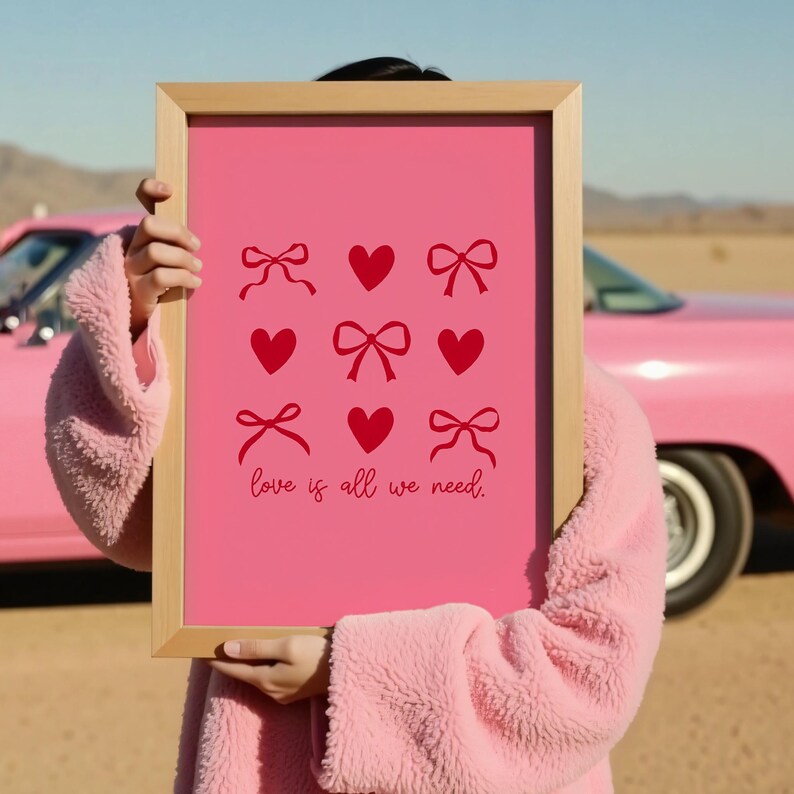 Coquette Bow Heart Print, Pink Preppy Dorm Decor (digital Download) - Etsy