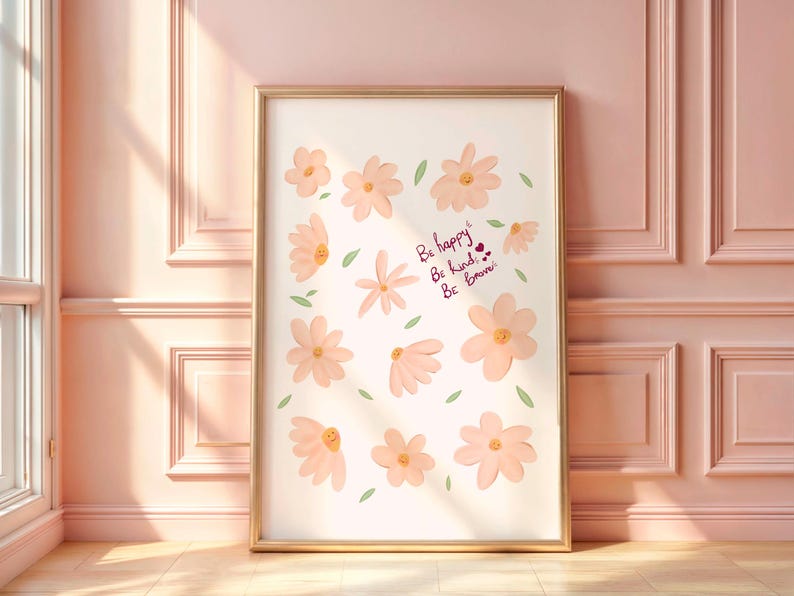 Positive Affirmation Flower Art Print, Hand-drawn Illustration, Cozy ...
