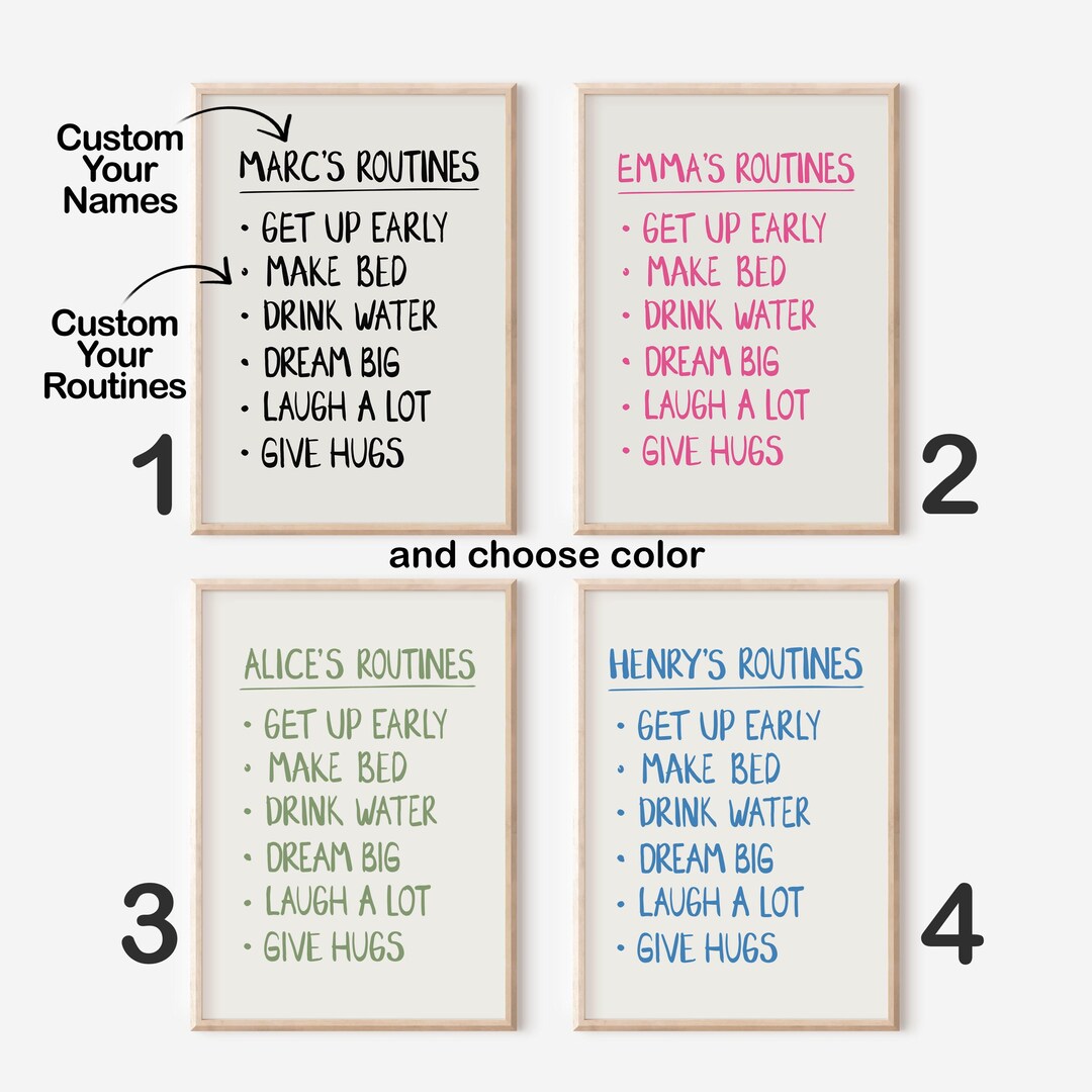Choose Your Custom Daily Routine Text Poster, Daily to Do List Print ...