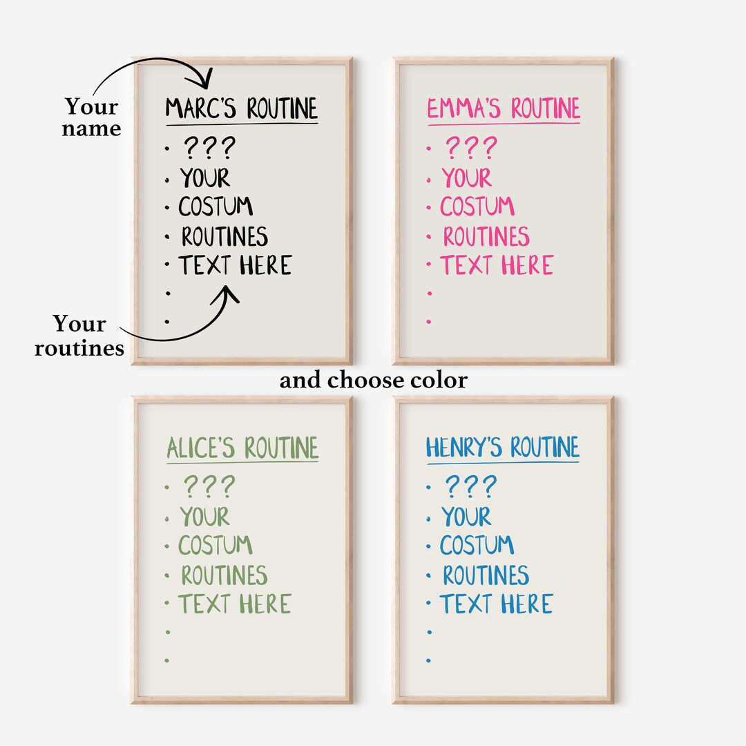 Customizable Handwritten Routine Poster Daily Routine - Etsy