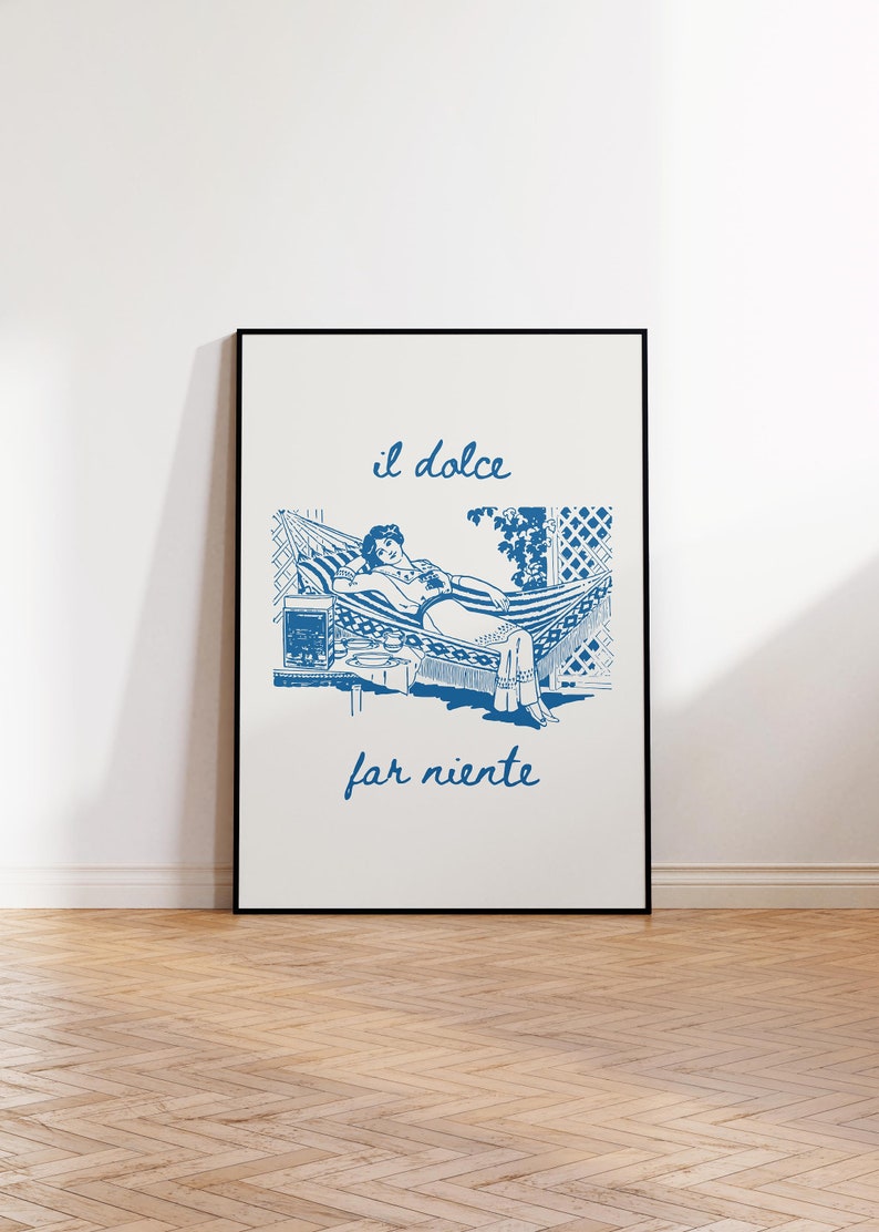 Il Dolce Far Niente Poster Printable Retro Blue Poster - Etsy