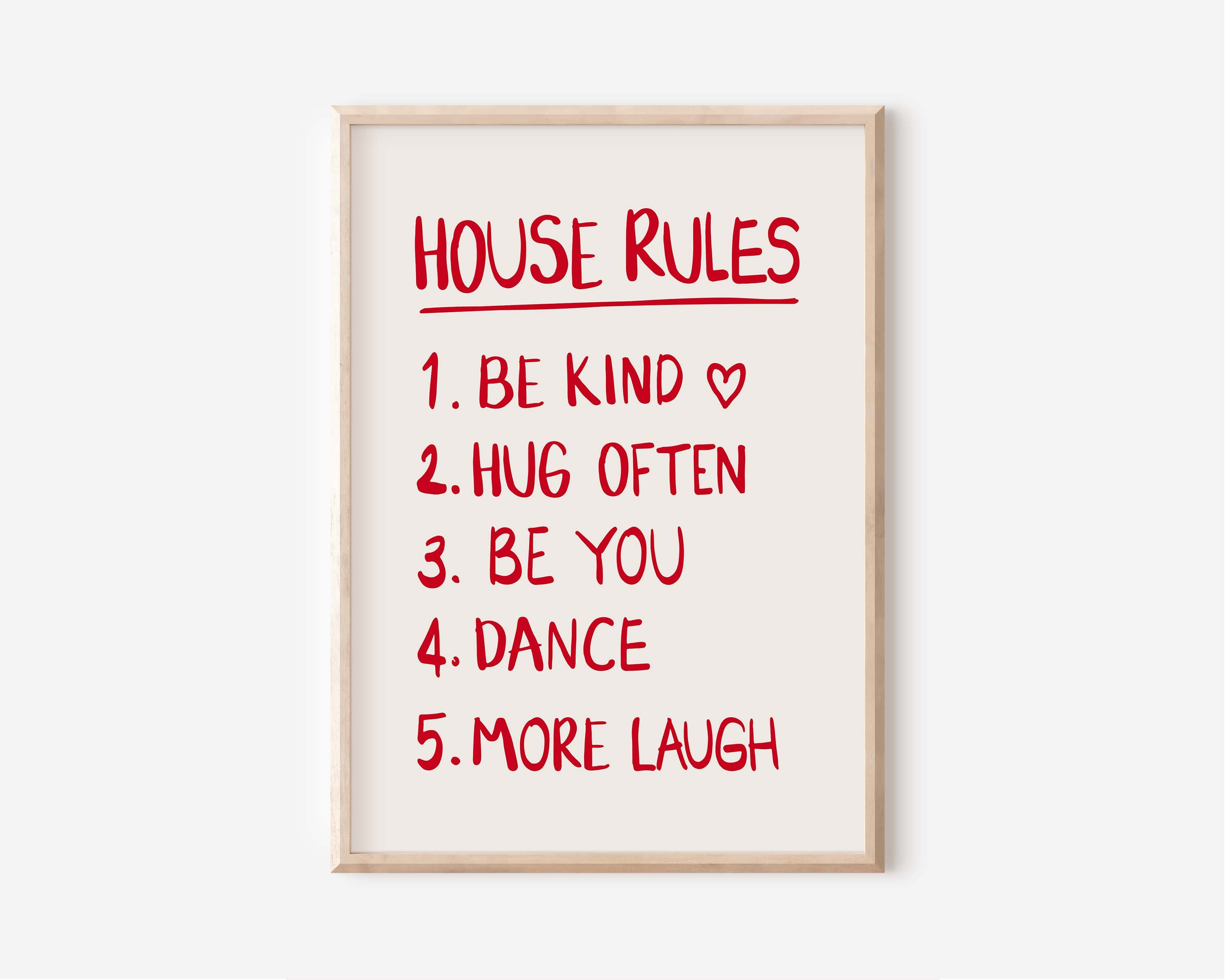 House Rules Poster Red Retro Quote Print Modern Eclectic - Etsy