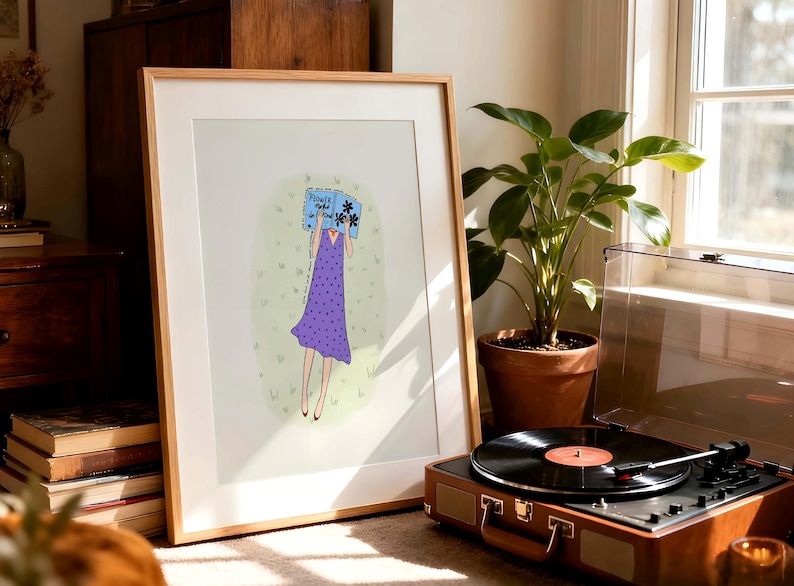 Girl Reading Garden Print, Whimsical Book Lover Wall Art (digital ...