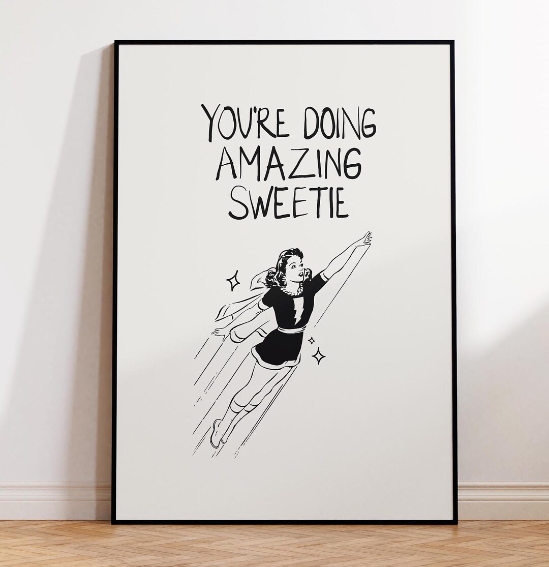 Handwriting Preppy Positive Poster, Trendy Retro Indie Teen Room Decor ...