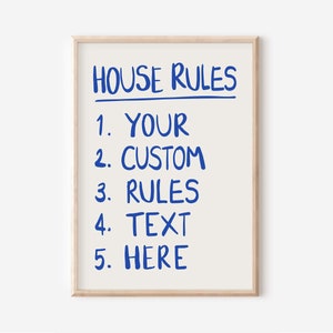 Your Custom Home Rules Text Here | Customizable Handwritten Blue Print ...