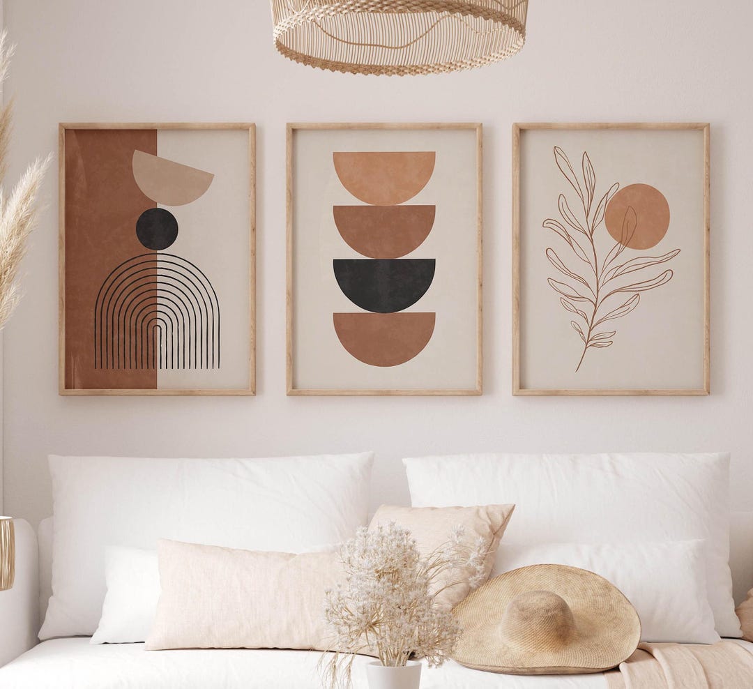 Boho Style Terracotta Printable Poster Set of 3, Mid Century Modern Art ...