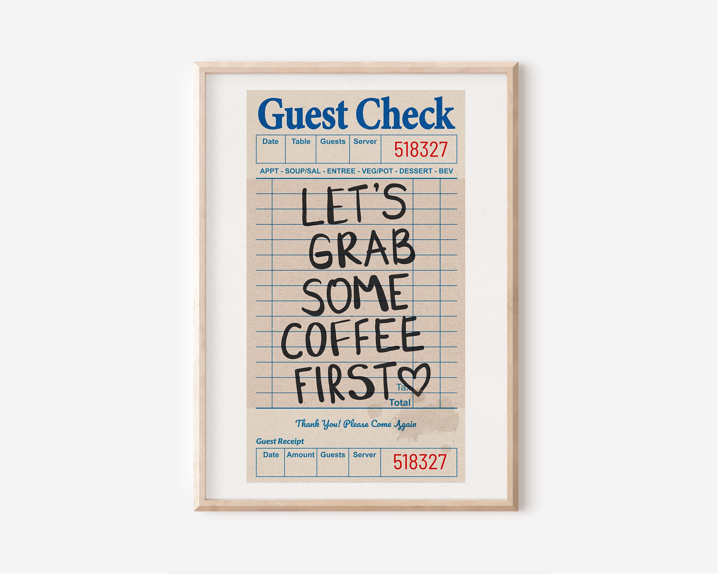Let's Grab Some Coffee First Guest Check Print Trendy - Etsy